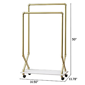 ZYUXUAN Kid Armoire Dress up Rack, Industrial Child Garment Rack, Kids Clothing Rack with Storage Shelf for Small Space, Kid Pipe Clothes Rolling Wardrobe, Costume Organizer Center