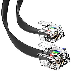 G-PLUG 3FT RJ11 Cable Phone Cord for Landline & Telephone Cord for RJ11 to RJ11 Devices – Smooth, Clear Connections & Optimum Quality – Durable Phone Cable with 4 Gold-Plated Contact Pins (Black)