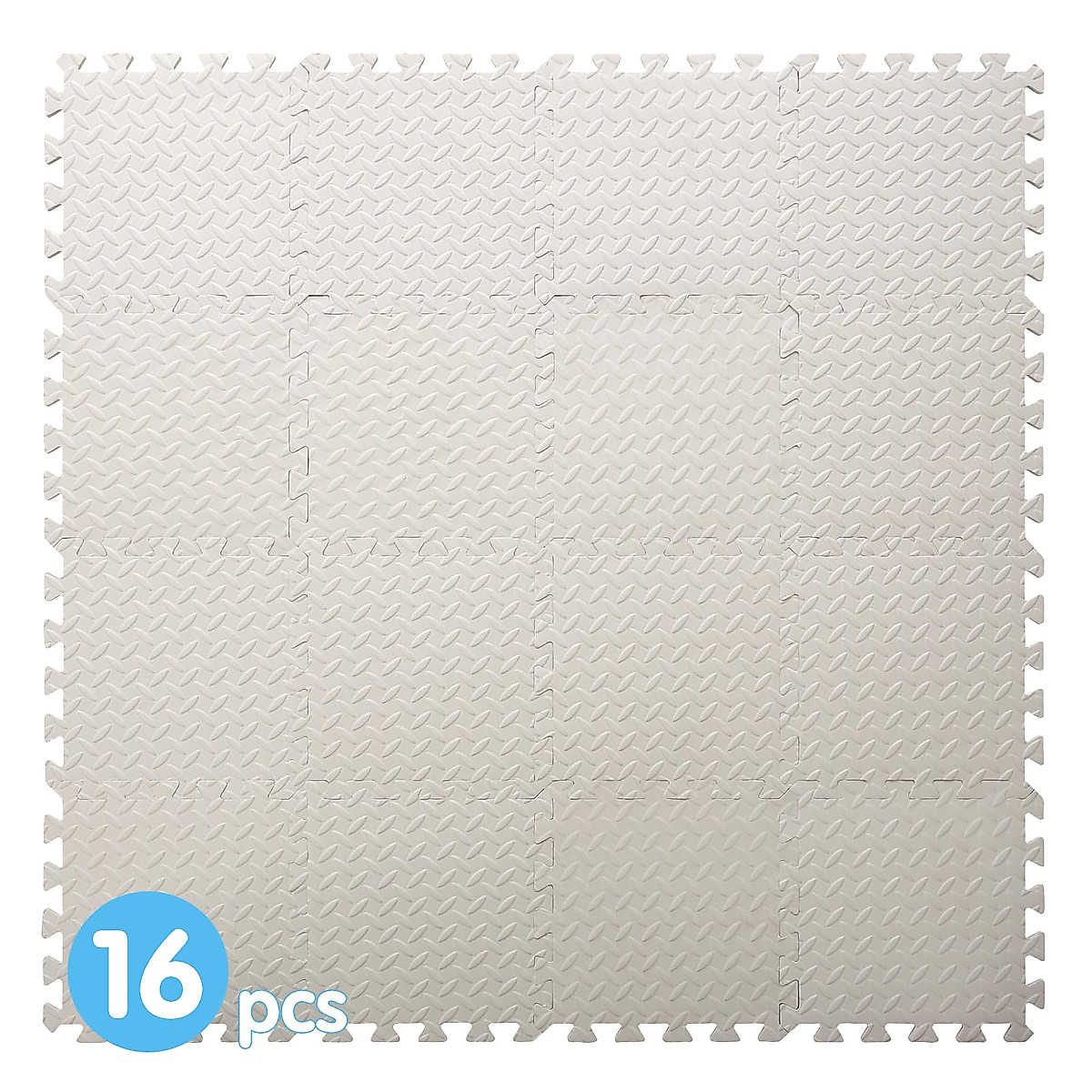 Coolcandy EVA Foam Play Mat, 16 Tiles Colorful Baby Play Mat, Square Kids Playmat with Solid Colored, 0.4" Thickened Interlocking Foam Floor Tiles, Puzzle Play Mat for Baby Crawling, Playing (White)