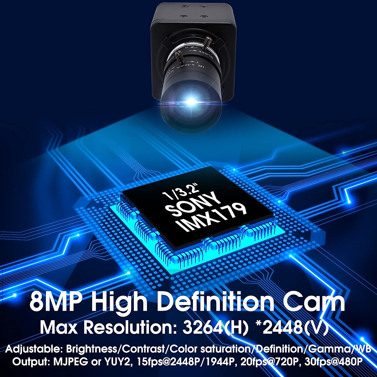 SVPRO 8MP USB Webcam 10X Optical Zoom USB Camera with 5-50mm Manual Lens,Sony IMX179 Sensor Zoomable UVC Computer Camera High Definition Web Camera for Laptop Windows Android Linux MacOS