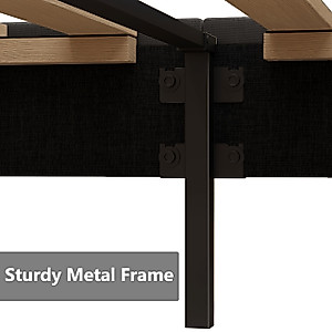 LIKIMIO Twin XL Bed Frame with Under-Bed Drawer, Platform Upholstered Bed with Headboard, No Box Spring Needed/Noise-Free, Grey