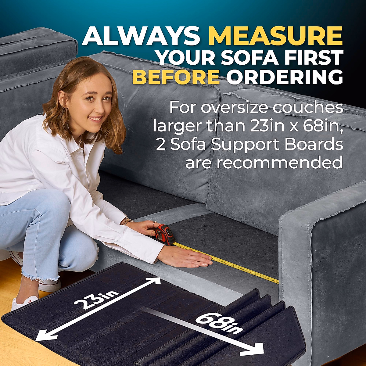 Golden Home Essentials XL 23.2in x 68in Couch Support for Sagging Cushions - Extra Wide Sofa Cushion Support Board - 0.4in Saggy Couch Cushion Support for Sagging Seat - Sagging Couch Support Board