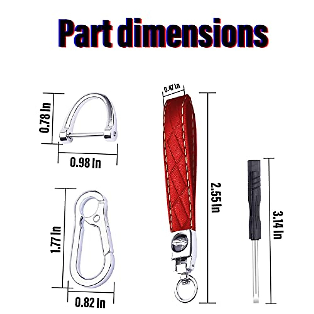 Moly Magnolia Microfiber Leather Car Keychain, Zinc Alloy Key Fob Holder, 360° Rotatable Keyring with Anti-Lost D-Ring for Women Men (Red)