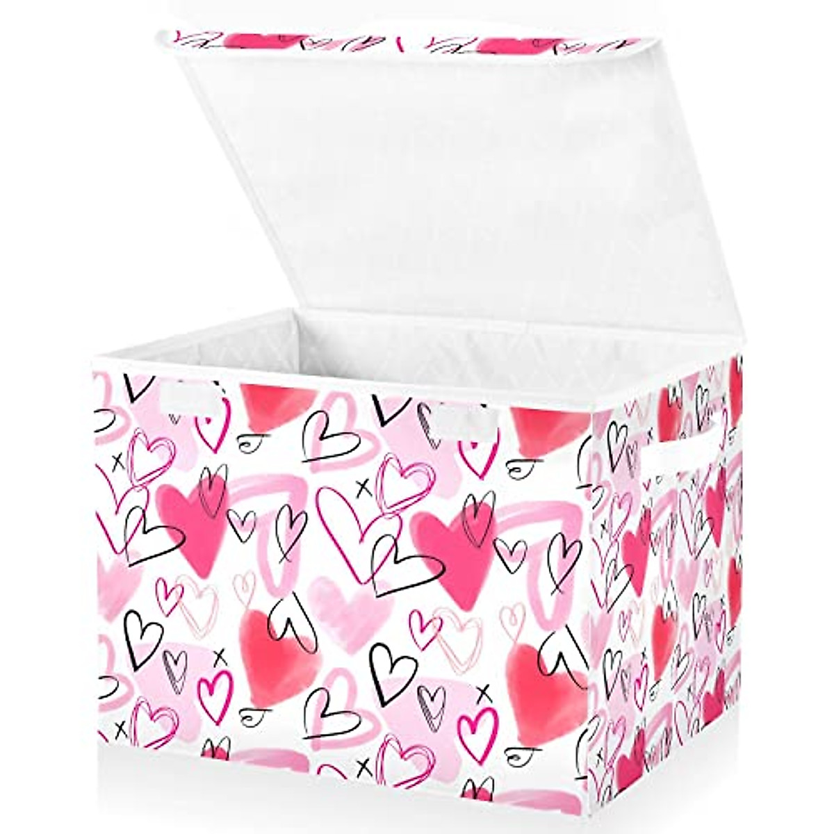 xigua Valentine's Day Storage Bins with Lids and Carrying Handle,Foldable Storage Boxes Organizer Containers Baskets Cube with Cover for Home Bedroom Closet Office Nursery