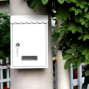 Mailboxes Wall Mount with Key Lock – Jssmst Small Mail Boxes Horizontal, 12.2 x 8.3 x 3.05 Inch, White New