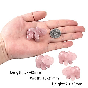 SUNYIK Rose Quartz Elephant Pocket Statue Kitchen Guardian Healing Figurine Decor 1.5"