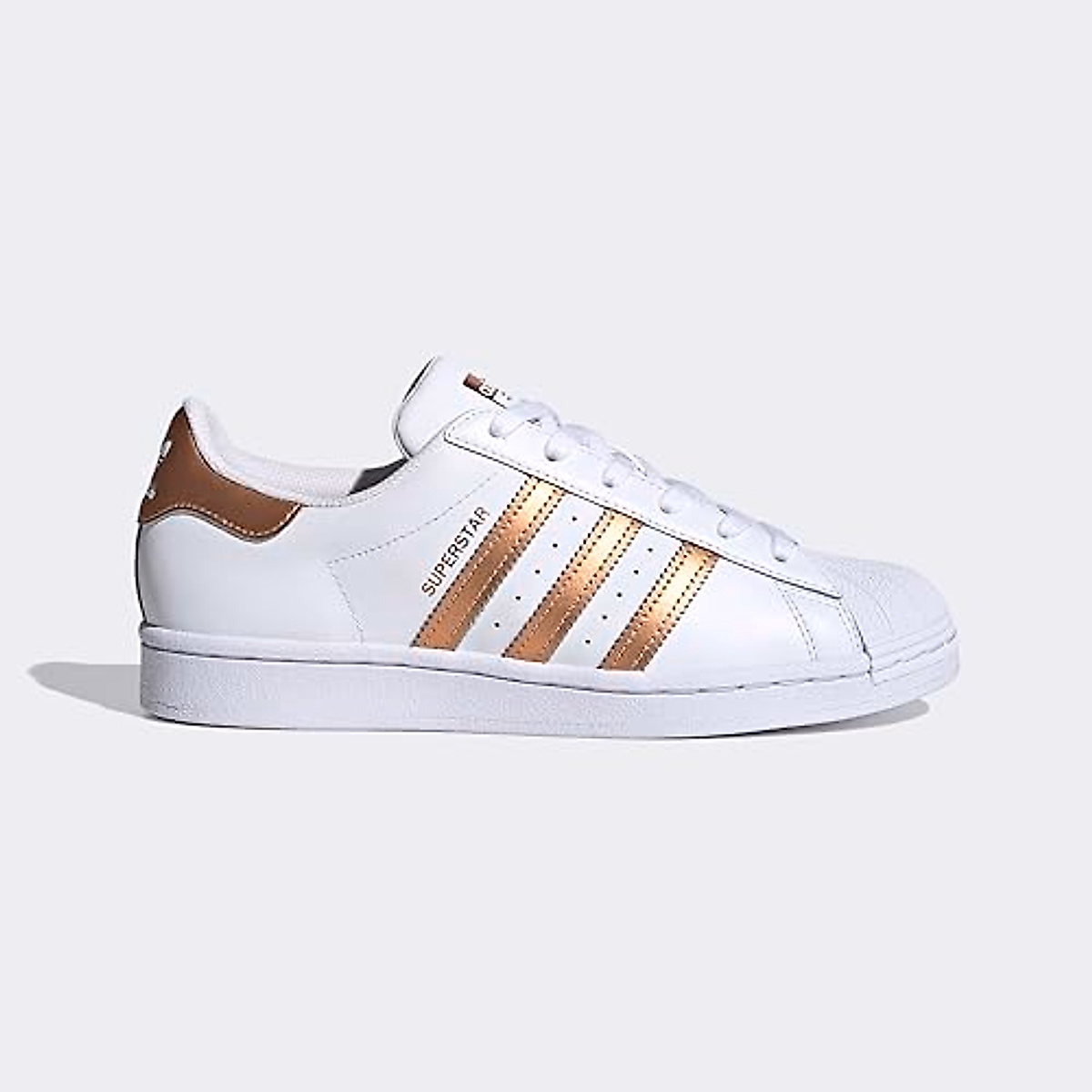 adidas Originals womens Superstar Sneaker, White/Copper Metallic/Black, 7 US