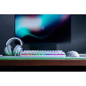 Razer Huntsman Mini 60 Percent Wired Optical Clicky Switch Gaming Keyboard with Chroma RGB Backlighting, PBT Keycaps, Mechanical Keyboards for PC Gaming Computer, Mercury White (Renewed)