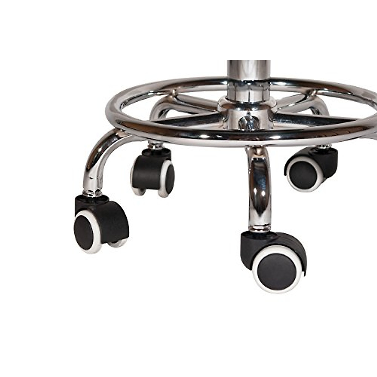 Topline 360-Degree Rolling Swivel Adjustable Stool Chair with Foot Rest - Black