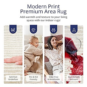 Abani Nuevo Collection Area Rug - Modern Arch Beige/Cream Pattern - 6'x9' - Easy to Clean - Durable for Kids & Pets - Non-Shedding - Medium Pile - Soft Feel - for Living Room, Bedroom & Office