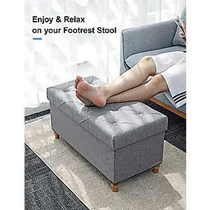 Nicehill 2022 Upgraded 30 Inches Storage Ottoman with Non-Skid Wooden Legs, 80L Ottoman with Storage for Living Room,Bedroom & Entryway, Foot Rest, Load 350lbs (Elegant Grey)