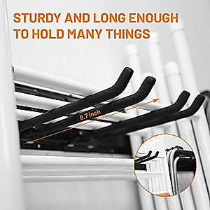 Wallmaster Garage Storage Organization Wall Mount, Garden Tool Rack Organizer Heavy Duty Folding Chair Hangers with 6 Adjustable Hooks 48inch Tracks Max Load 265lb