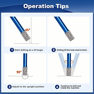 Diamond Core Drill Bit Set for Porcelain Tile Ceramic Marble Granite Drilling（1/4" 3/8" 4/5" 1-3/8" 2" 2-1/2" 4“）