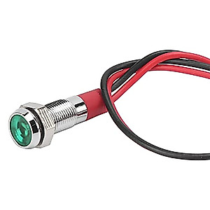 1 PC 6mm LED Metal Indicator Adjustable Cake Scraper, Flower Silicone MoldLight 6V 1A Waterproof Lamp LED Lights Emitting Diodes for Pilot Car Truck Boat with Wire (Green)