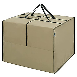 SORARA Square Cushion Cover Storage Bag, Outdoor Protective Zippered Patio Furniture Cover, Garden Furniture Cushion Carrying Bag with Handle, Water Resistant, 32''L x 32''W x 24''H,Brown