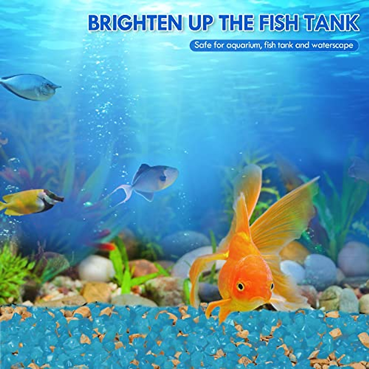 850pc Blue Glow in The Dark Rocks Outdoor Decorative Stones Glow Stones Luminous Pebble Glowing Rocks Outdoor Decor Luminous Stone for Fish Tank Garden Patio Aquarium Walkway Driveway(Blue)