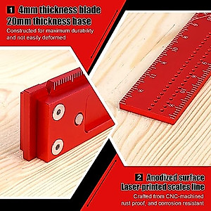 12 inch Try Square Ruler with 0.7mm Mechanical Pencil and 0.7mm Lead Refill, Carpenter Precision Woodworking Square, L Square, CNC-Machined, Metal Aluminum
