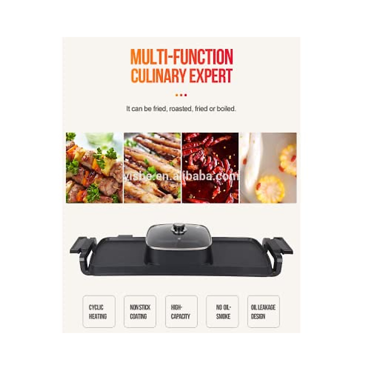 Soup N Grill V3 Hotpot Grill Combo, Indoor Korean BBQ, Shabu Shabu Electric Hot Pot with Divider, Portable with Free Strainer Scoops, Extra Long Chopsticks, Tongs, Cloths, Smokeless Grill