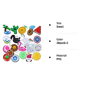 Inflatable Drink Holder 20 Pack Inflatable Drink Floats Cup Holders, Variety Drink Floaties for Summer Pool Party