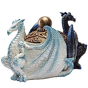 Pacific Giftware Fantasy Celtic Knotwork Dual Yin Yang Dragons Decorative Trinket Jewelry Box Figurine 5.75" Long