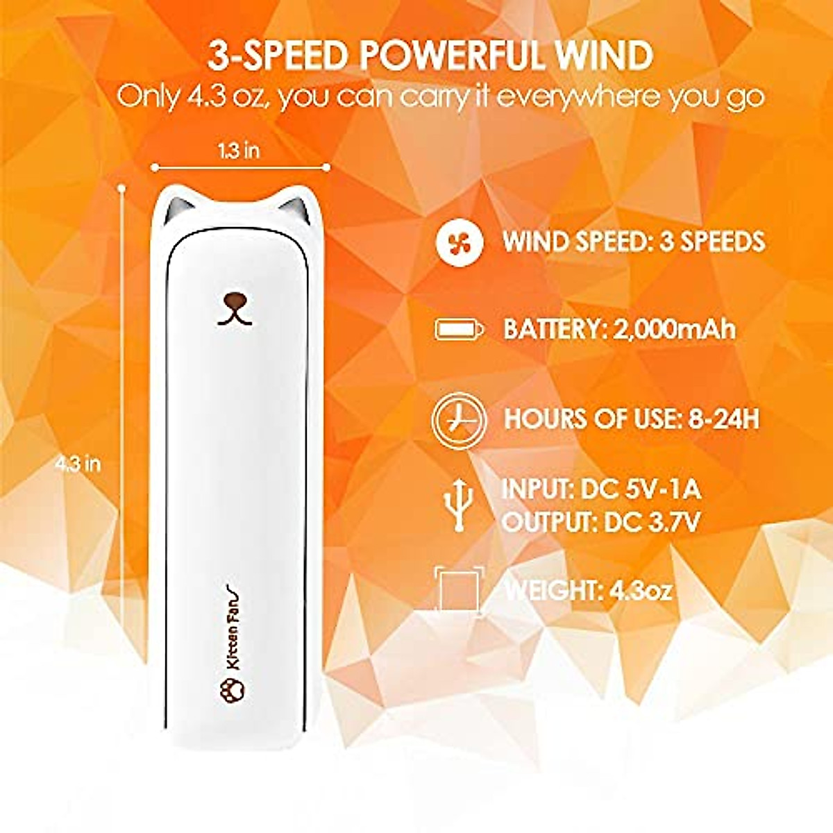 BRILLIRARE Handheld Fan, 3 IN 1 Portable Personal Fans with Power Bank&Flashlight, Mini Foldable Pocket Desk Fan, USB Rechargeable Battery Operated, 8-24 Work Hours for Travel Camping, White