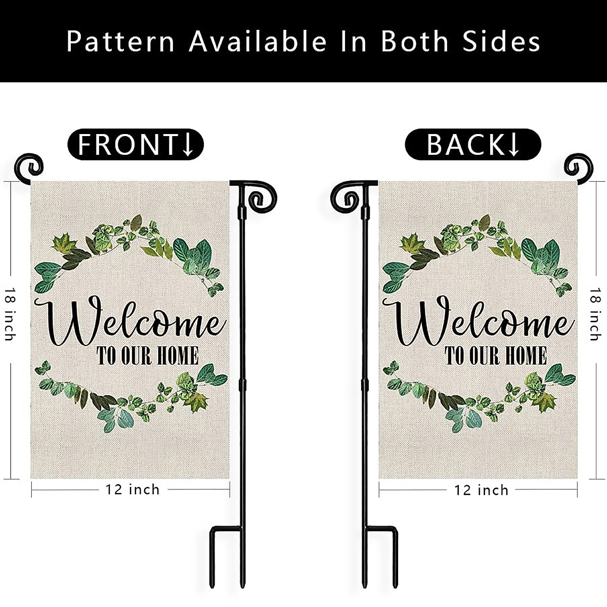 Welcome Garden Flags Courtyards Double Sided Decorative House Flag Welcome To Our Home Outside Seasonal Holiday Yard Flag Watercolor Durable Burlap Farmhouse Flags 12.5 x 18 Inch Welcome Banner