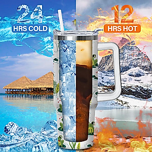 puhnhsv 30 oz Frog Tumbler with Handle and Straw, 30oz Insulated Stainless Frog Tumbler Coffee Travel Mugs Cup Water Bottle Frog Lovers Gifts for Women Girls