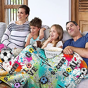 Soccer Blanket Super Soft Flannel Soccer Throw Blanket for Girls Women Kids Adults Soccer Lover Gifts 50"X40"