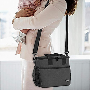 Yarwo Breast Milk Cooler Bag with Ice Pack for 6 Bottles up to 9 Ounce, Insulated Baby Bottles Tote Bag for Breastfeeding Mothers on The go,Black