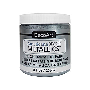 Decoart Ameri Deco MTLC Silver Americana Decor Metallics 8oz, 8 Fl Oz (Pack of 1)