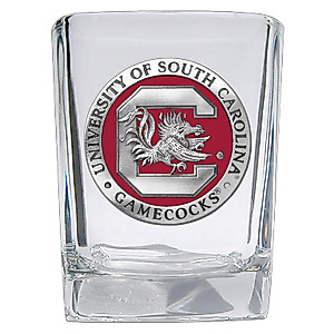 Heritage Pewter University of South Carolina Square Shot Glass | Hand-Sculpted 1.5 Ounce Shot Glass | Intricately Crafted Metal Pewter Alma Mater Inlay