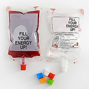 jojofuny 50pcs 250ml Halloween Blood Bag for Drink, Drink Storaging Bag, Drinks Juice Pouch Party Cups Drink Container Zombie Hospital Theme Party Favors