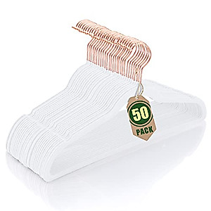 HOUSE DAY Clear Skirt Hangers 12 Pack and White Velvet Hangers 50 Pack, Closet Hangers Set, College Dorm Room Essentials