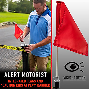 Franklin Sports Retractable Driveway Barrier– Visual Safety Barrier – Adjustable up to 20 feet– Easy Setup