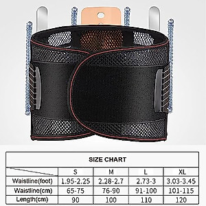 Orthopedic Tourmaline Self-Heating Magnetic Steel Bone Waist Belt Men Women Lumbar Support Back Brace Belt with 3pcs Pad,Black 2023,L