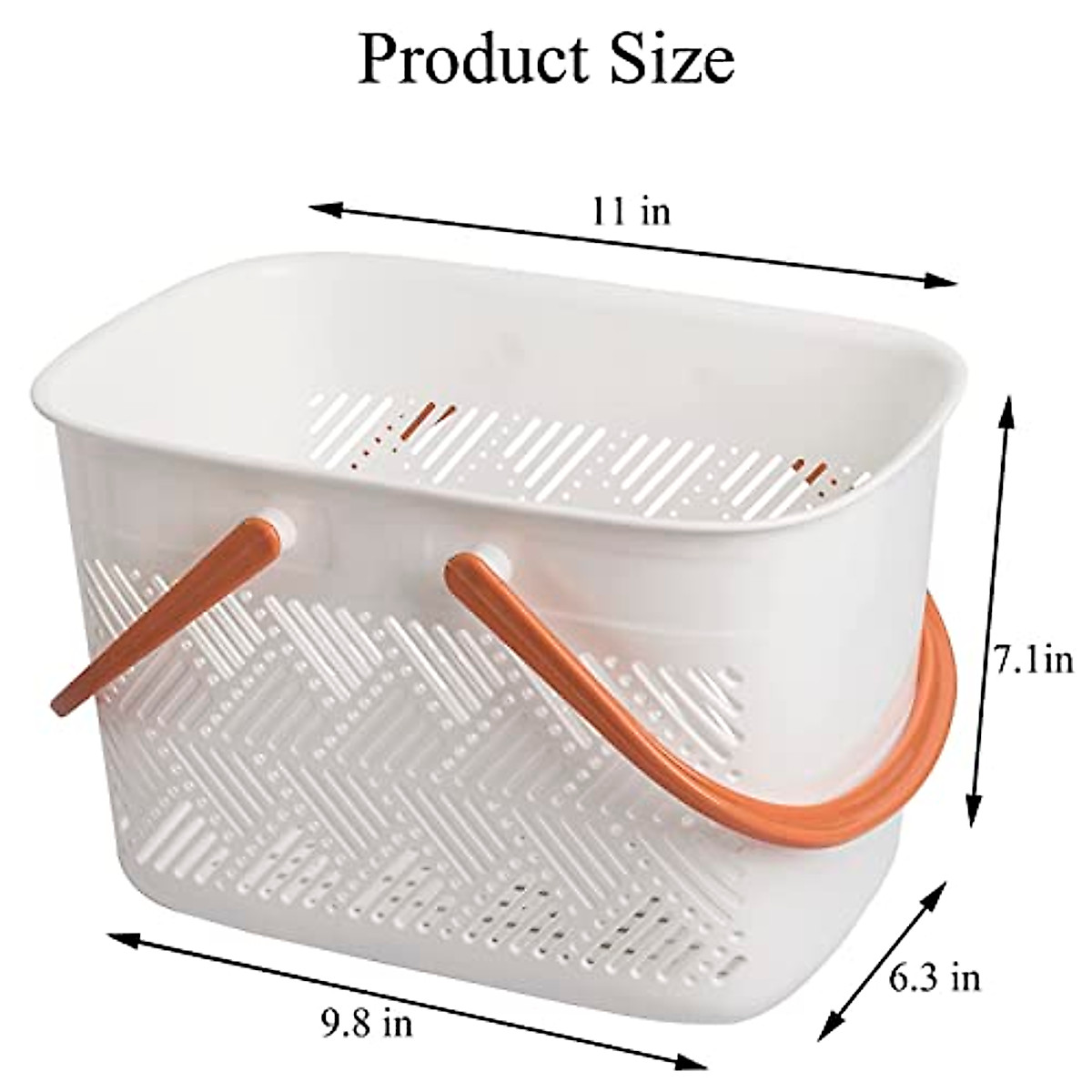 Andmey Portable shower caddy Tote, Plastic Storage Caddy Basket with Handle for College, Dorm, Bathroom, Garden, Cleaning Supplies, White