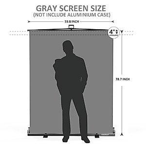 【Easy Set-Up】 RAUBAY 59.8 x 78.7in Collapsible Gray Backdrop Screen Portable Retractable Panel Photo Grey Background with Stand for Video Conference, Photographic Studio, Streaming