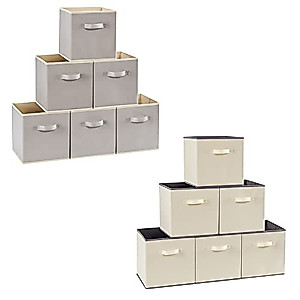 Lifewit 6 Pack Light Grey Storage Cubes, Bundle with 6 Pack Beige Storage Cubes, Medium