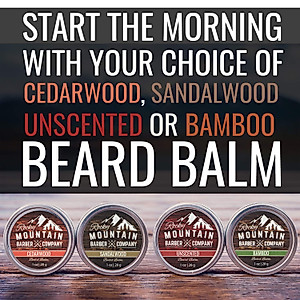 Beard Balm Variety Pack - 4 Natural Samples (1 oz each) with Argan Oil, Shea Butter, Coconut Oil & Jojoba Oil - Rich in Vitamins & Minerals