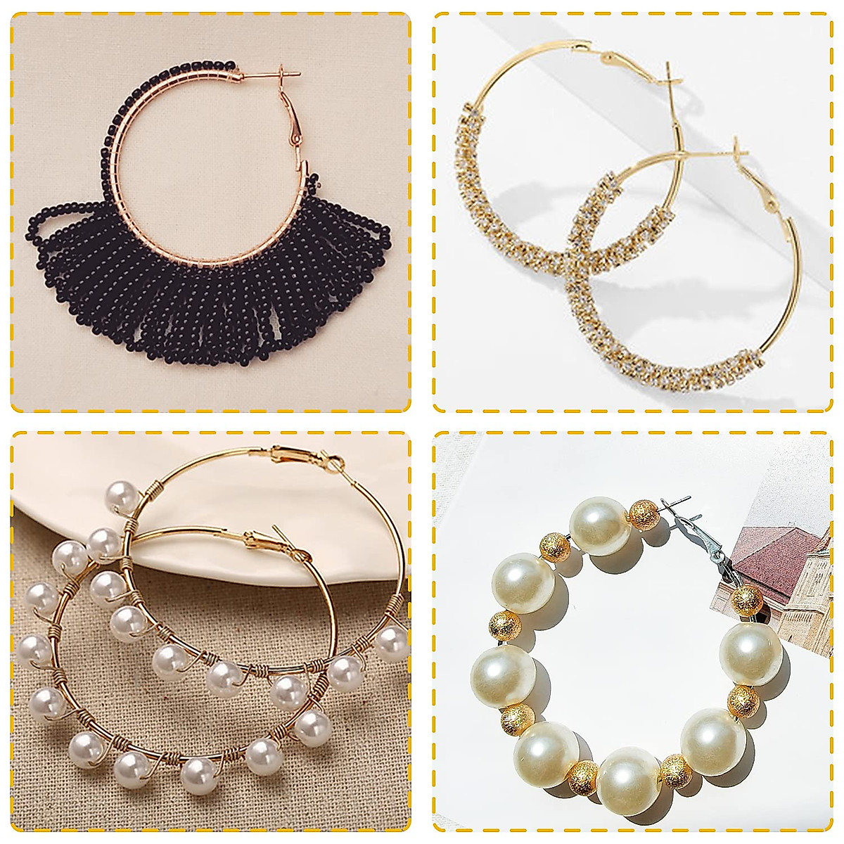 FANMAOUS 60Pcs Hoop Earring Findings Stainless Steel Earrings Beading Round Earrings Hypoallergenic Hoop Earrings Open Beading Hoop for Jewelry Making DIY Crafts Art Creation Girl