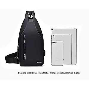 HDSAM Crossbody Bag Sling Backpack Travel Hiking Chest Bag Daypack, Waterproof Casual Day Bag for Travel Hiking Cycling Outdoor Trip Multi-pocket Shoulder Bag Pack with Charge Port & USB Cable