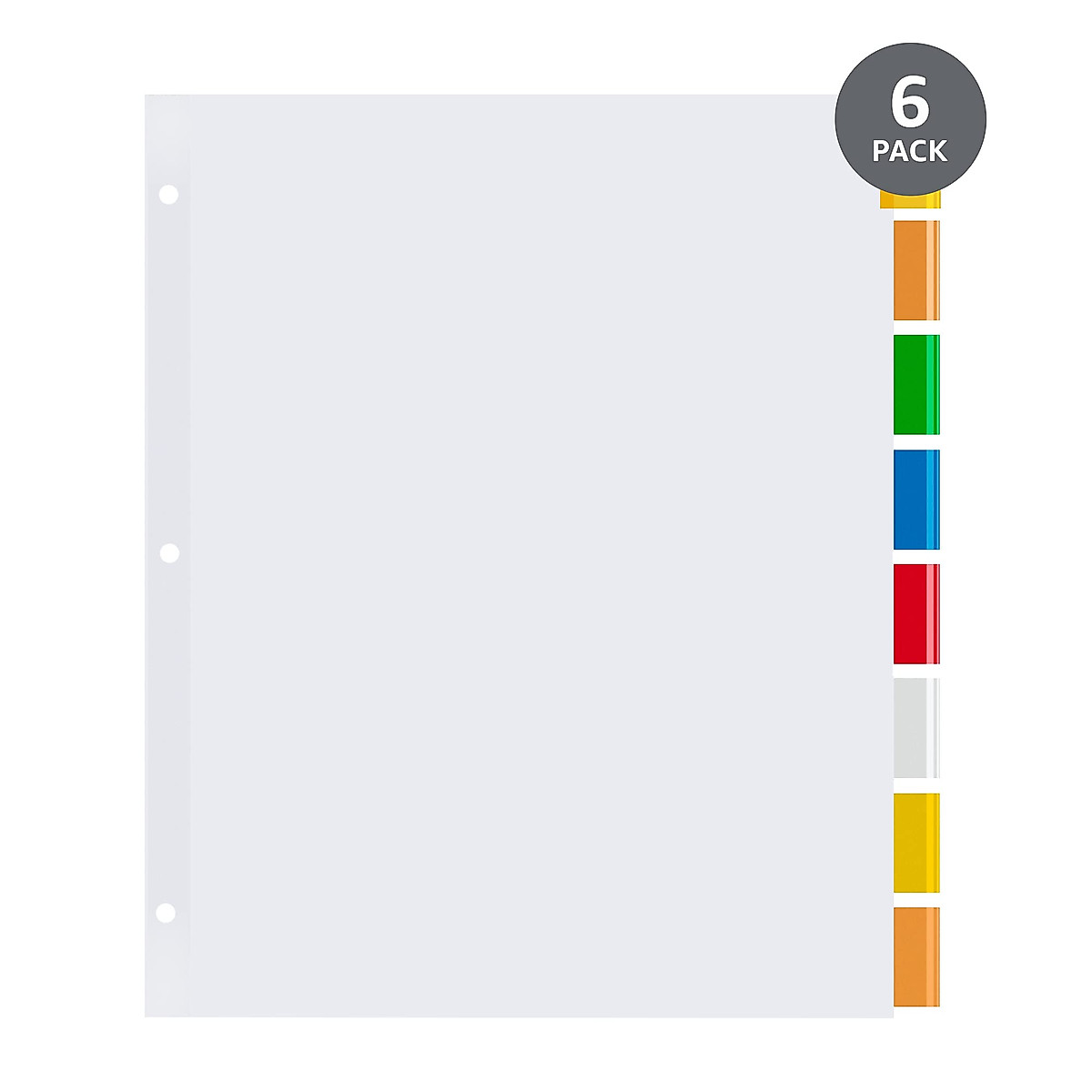 Amazon Basics 3 Ring Binder Dividers With 5 Tabs, Paper Binder Dividers, Insertable Multicolor Plastic Tabs, Pack of 12 Sets (60 Dividers Total)