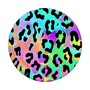 Leopard Print in Green Cyan Pink Blue Yellow Orange AEHP433 PopSockets PopGrip: Swappable Grip for Phones & Tablets
