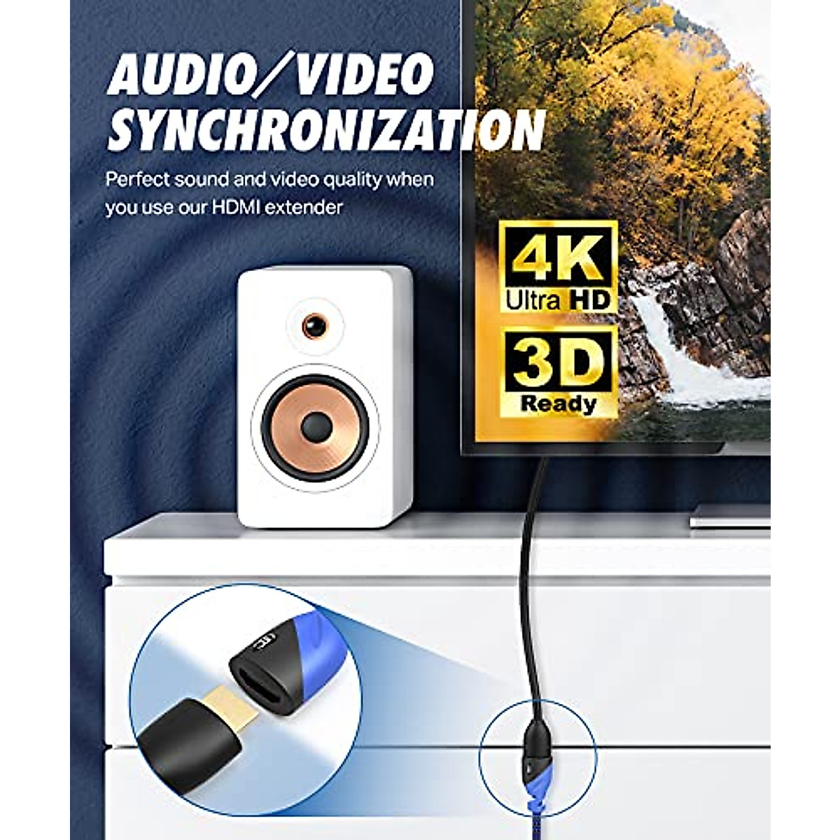 Ultra Clarity Cables HDMI Extension Cable 10 ft [2 Pack] 4K High-Speed HDMI Extender - Male to Female - 10 feet