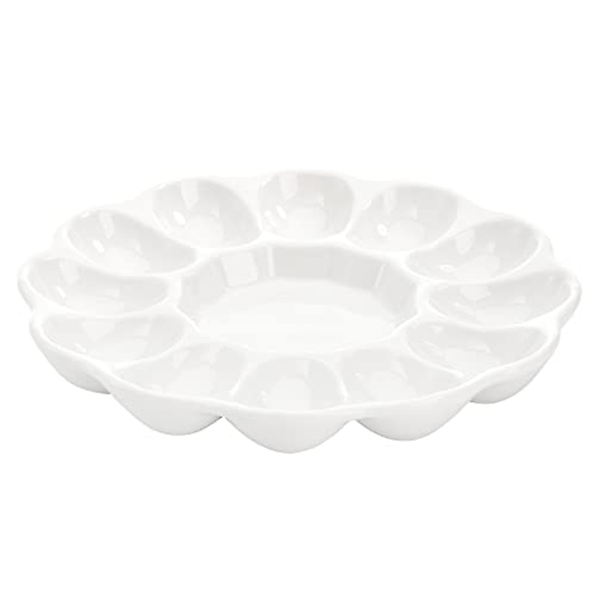 Hedume 2 Pack Deviled Egg Platter Tray, Ceramic 12-Cup Egg Dish, Egg Holder Container for Kitchen Refrigerator Countertop Display