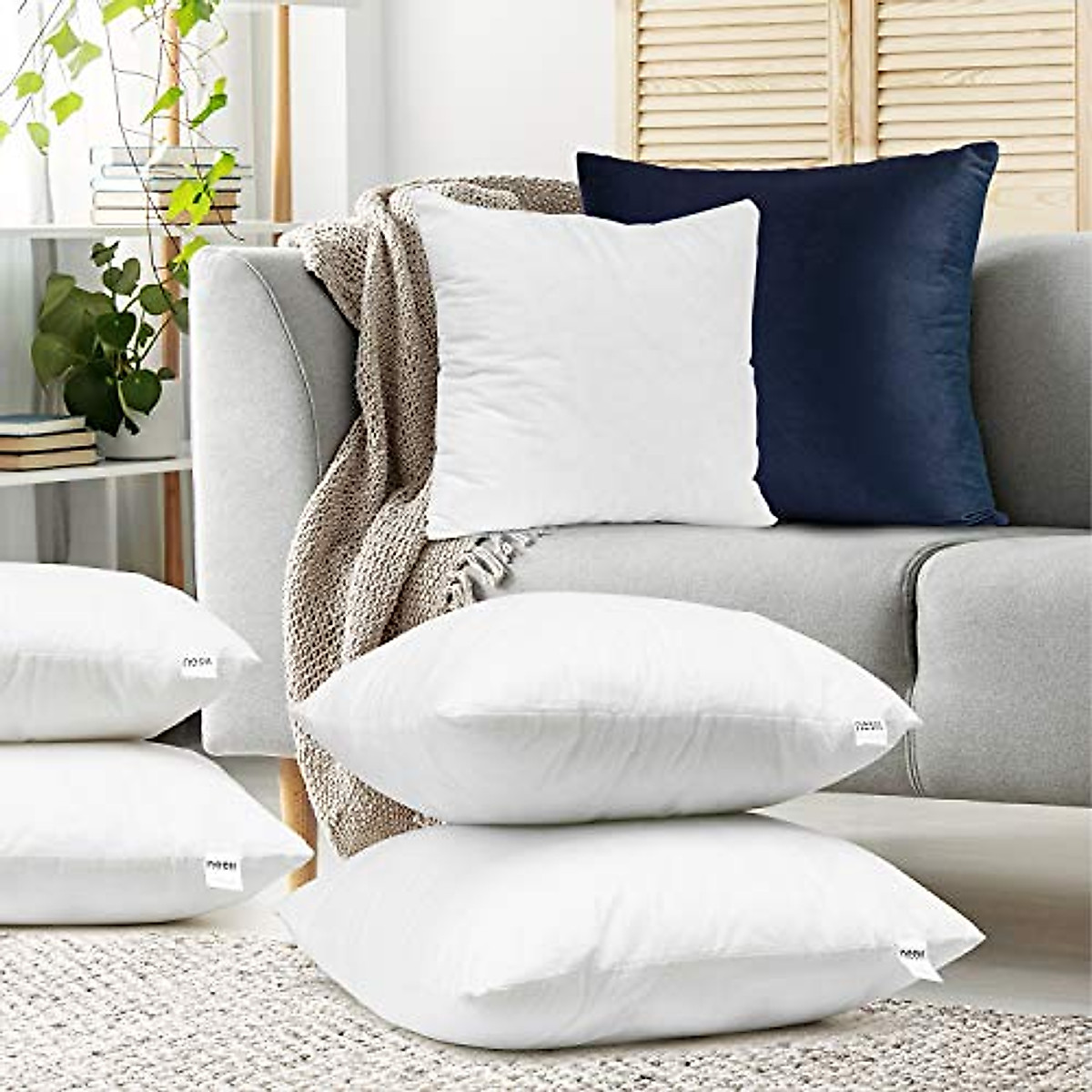 nestl Throw Pillows Pillow Insert Pillows Cushion 18”x18” White Pack of 2 for Sofa Bed Couch Living &Bed Room Decorative Stuffer Pillows