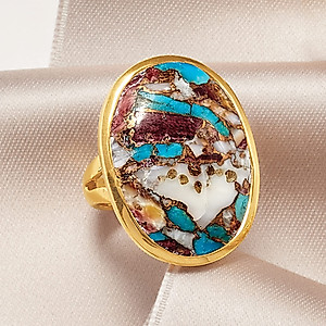 Ross-Simons Kingman Turquoise Ring in 18kt Gold Over Sterling. Size 6