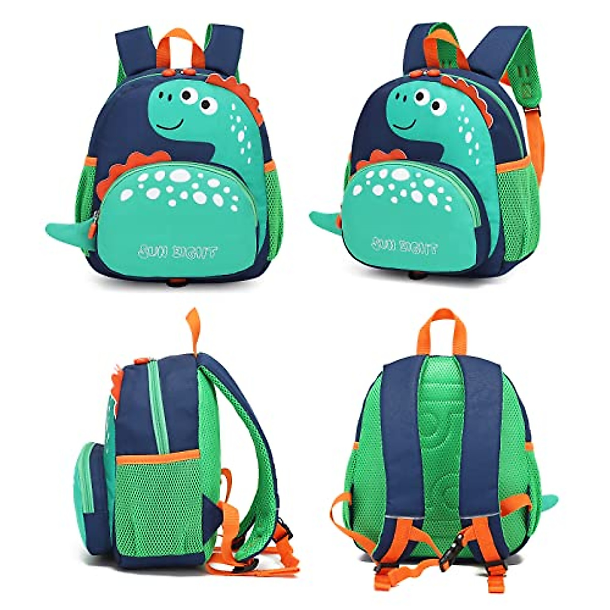 SUN EIGHT Toddler Backpack for Girls with Anti-Lost Harness 3D Cartoon Dinosaur Kids Backpack School Bag for Baby Backpack Boy Girl 1-5 Years Boy Toddler Bag(Dinosaur)