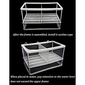 Aquarium Fish Breeder Box, Fish Isolation Box, Hatching Box, Juvenile Fish Spawning Incubator, Water Isolation Net Hatcher, Nylon Mesh Fish Fry Hatchery Breeder Box Separation Net（White L）