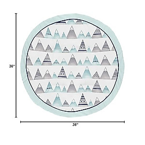 Sweet Jojo Designs Navy Blue, Aqua and Grey Aztec Playmat Tummy Time Baby and Infant Play Mat for Mountains Collection